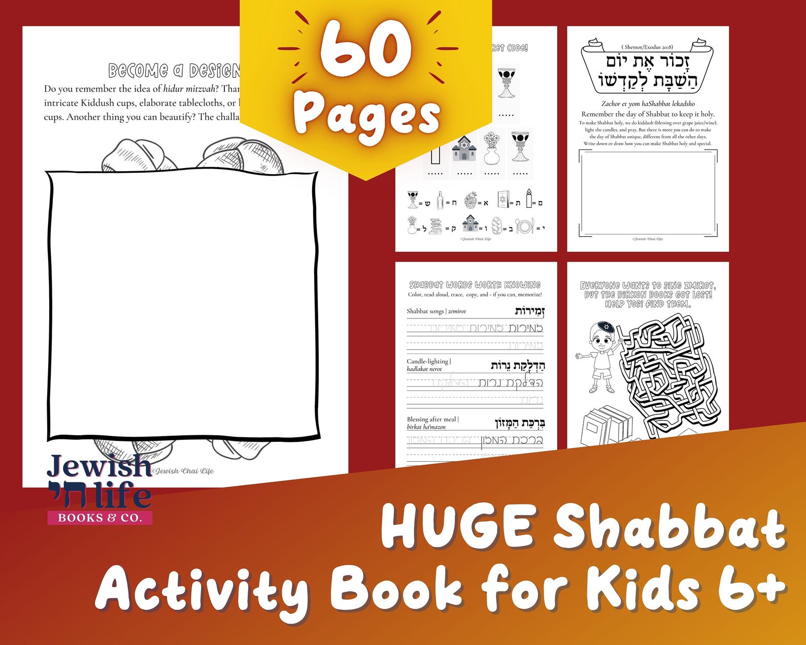 Printable we Love Shabbat BIG Activity Book for Jewish Children to ...