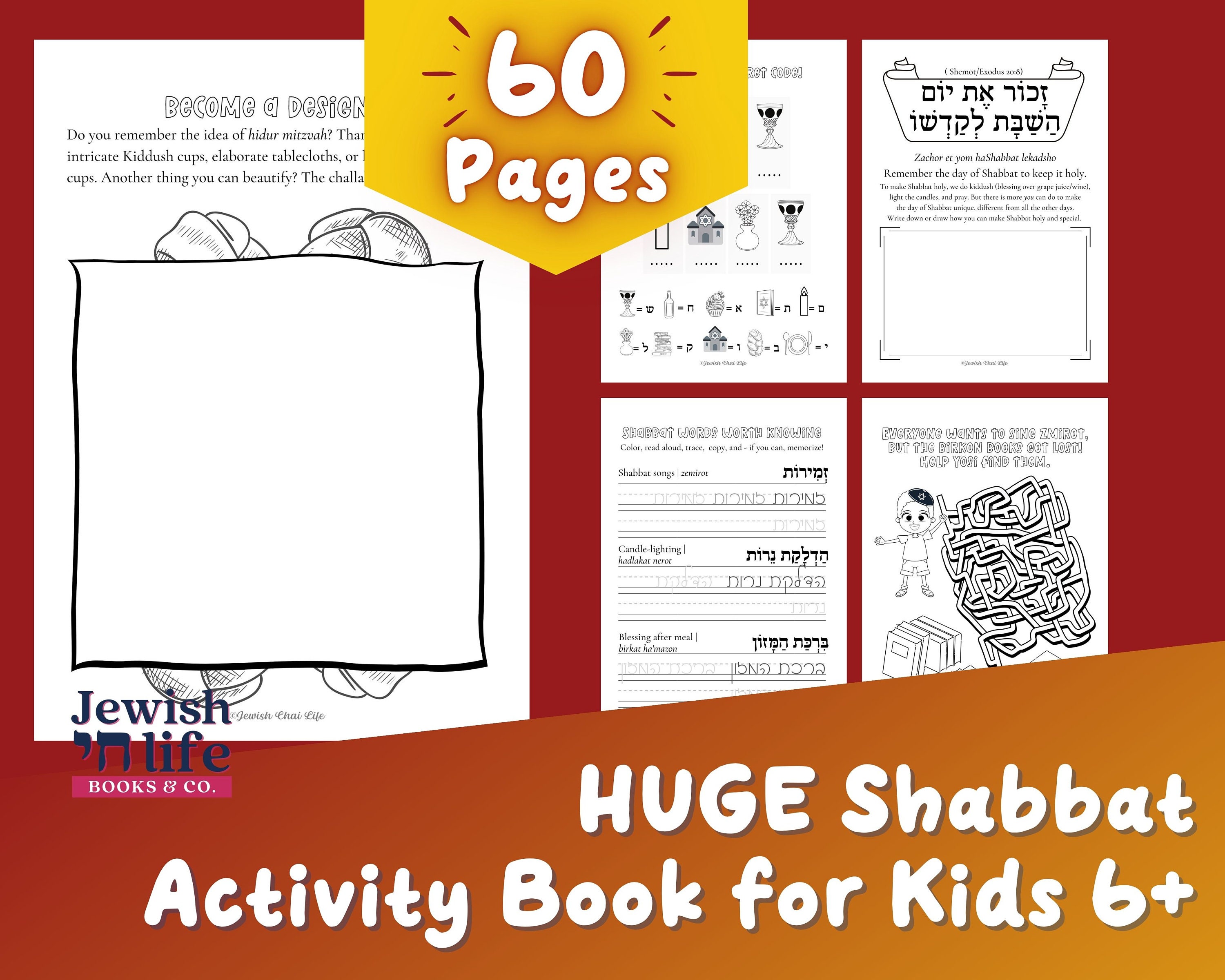 Printable we Love Shabbat BIG Activity Book for Jewish Children to ...