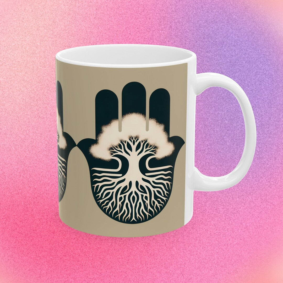 Jewish Hamsa Mug With Etz Chayim Tree of Life Mug Jewish Ecology Mug ...