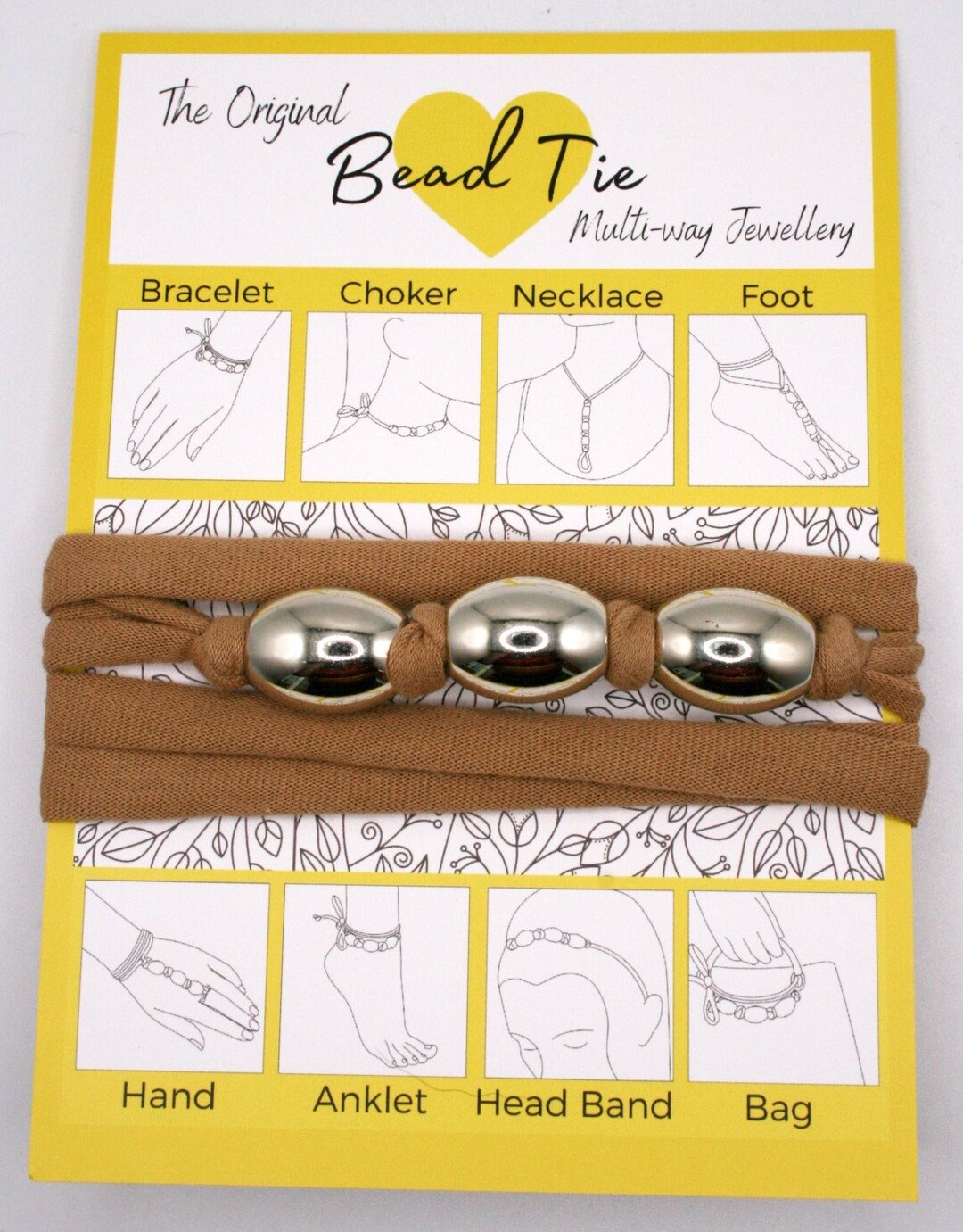 BEIGE Bead Tie Multiway Jewellery Handmade Silver Bead - Etsy