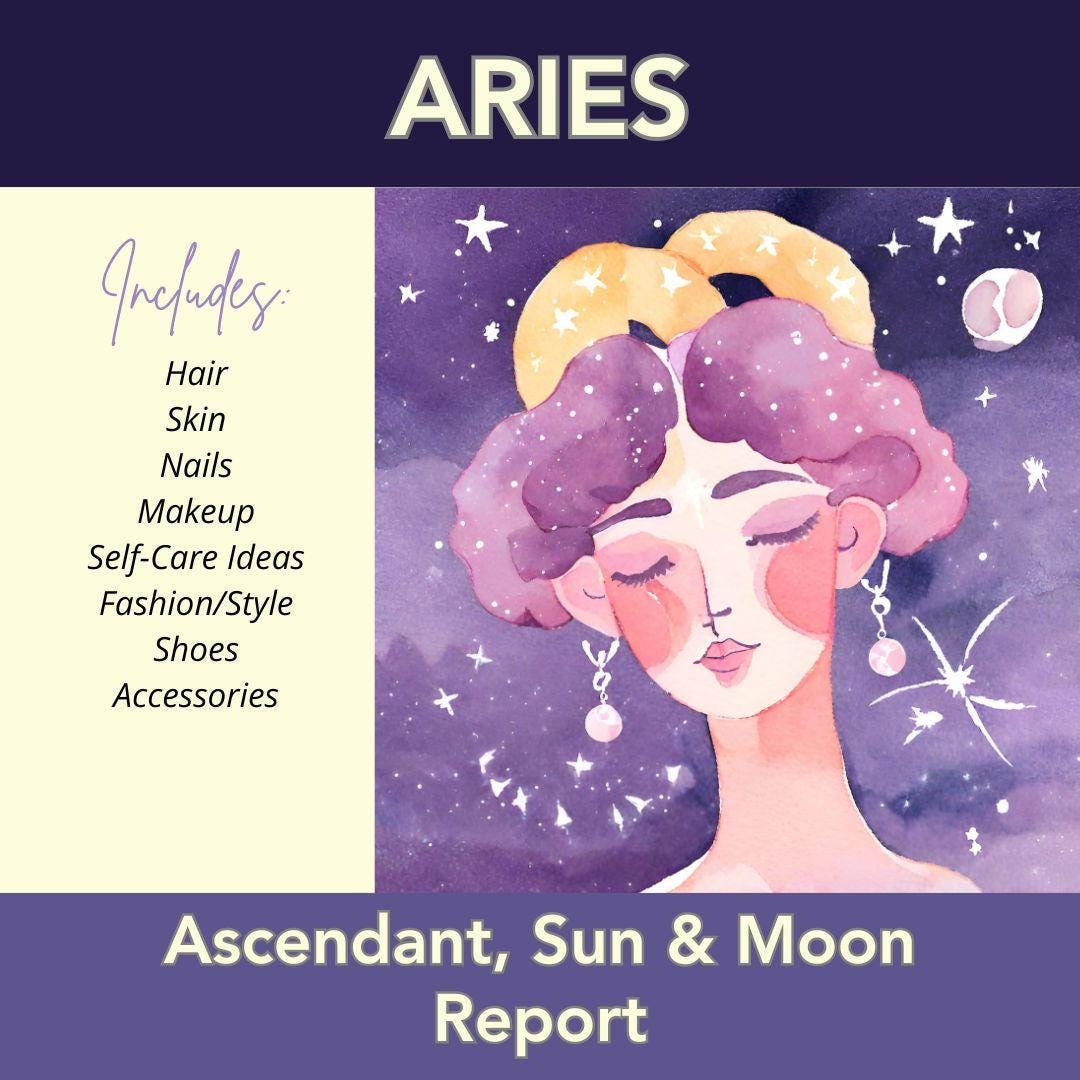 Aries Natal Chart Astrology Gift, Personalized Love Forecast, Detailed ...