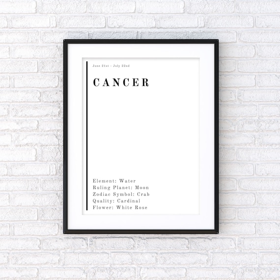 Wall Décor Prints Cancer Digital Print Zodiac Sign Gift Poster Star ...