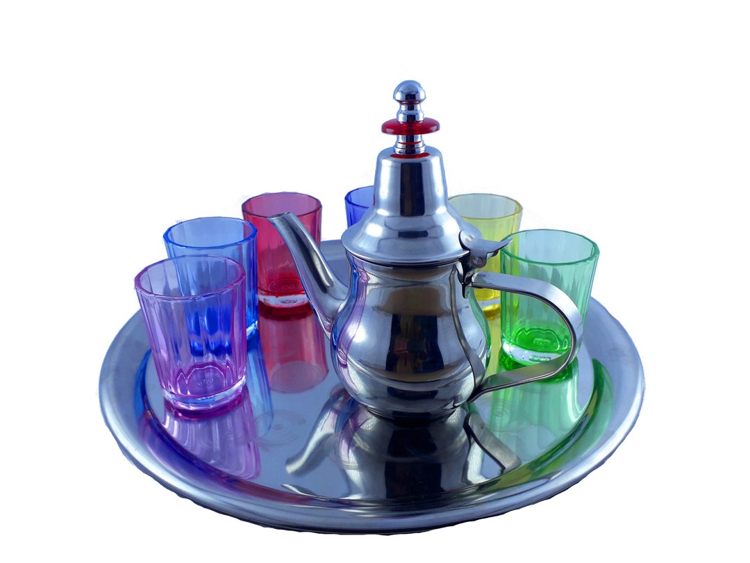 Traditional Moroccan Tea Set and Tray, Moroccan Tea, Teapot Set ...