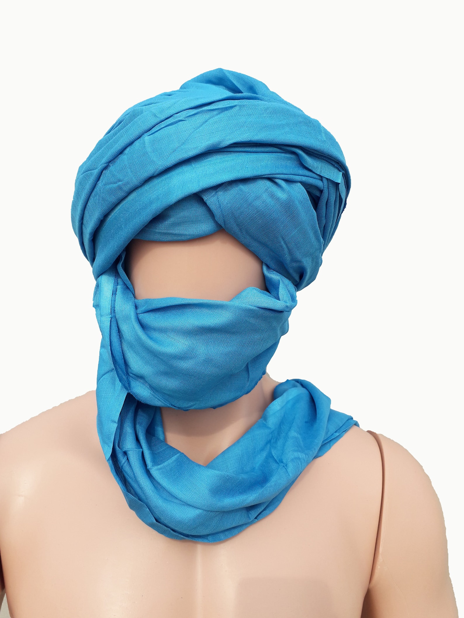 Genuine Handmade Sky Blue Tuareg Scarf, Long Moroccan Berber Turban ...