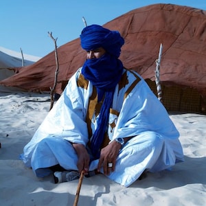 Genuine Blue Tuareg Scarf, Tuareg Tagelmust, Moroccan Berber Headscarf ...