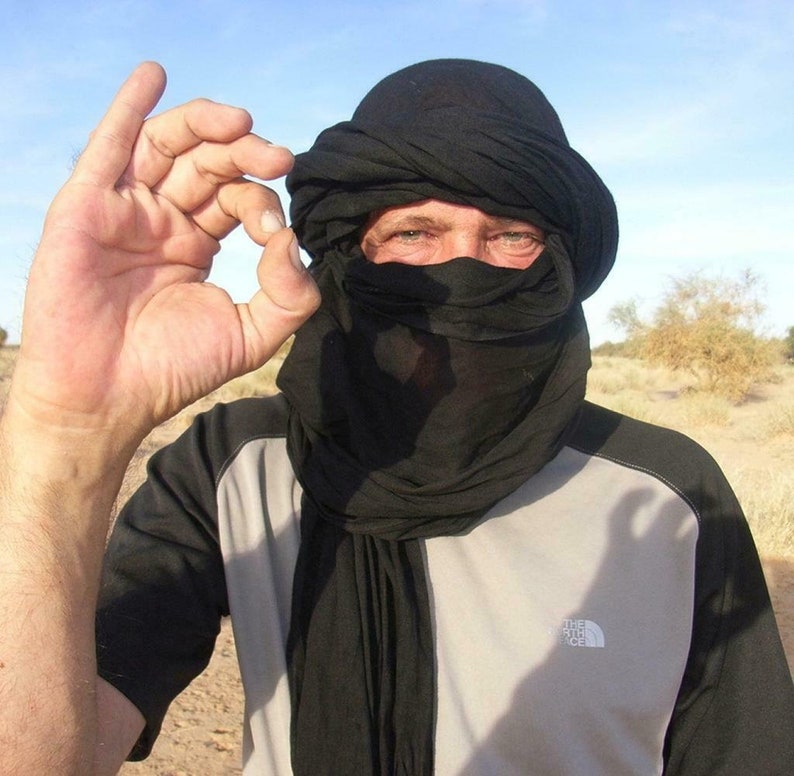 Genuine Black Tuareg Tagelmust Scarf: Berber Turban Head Wrap - Etsy