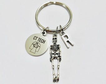 CT Scan Tech Keychain, Radiology, Graduation, Skeleton, Caduceus, Gift ...