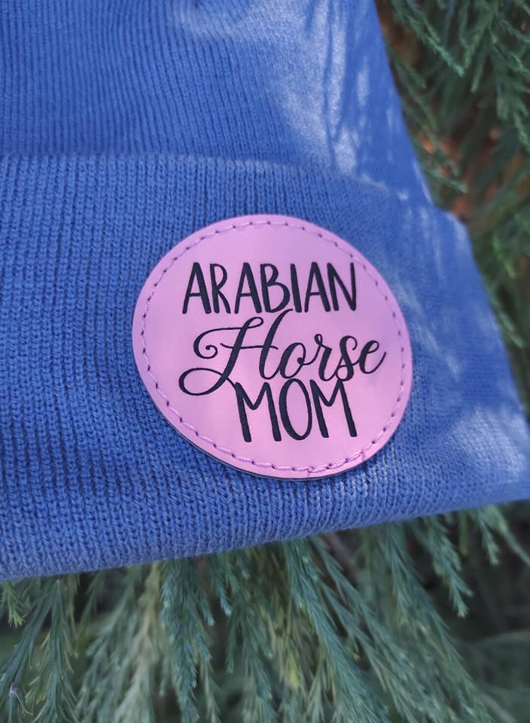 Winter Beanie W/ Leather Patch Horse Mom Show Mom Breed Mom - Etsy