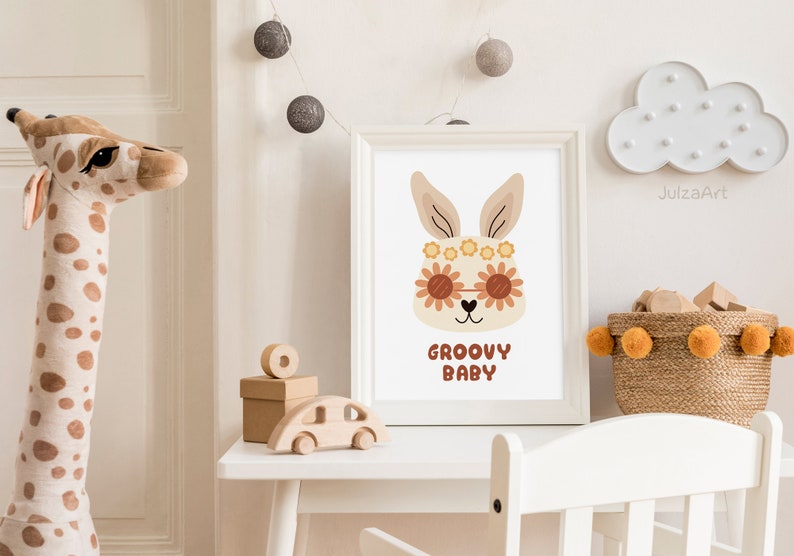 Retro Groovy Animal Faces Clipart: Boho Woodland Character PNG, SVG ...