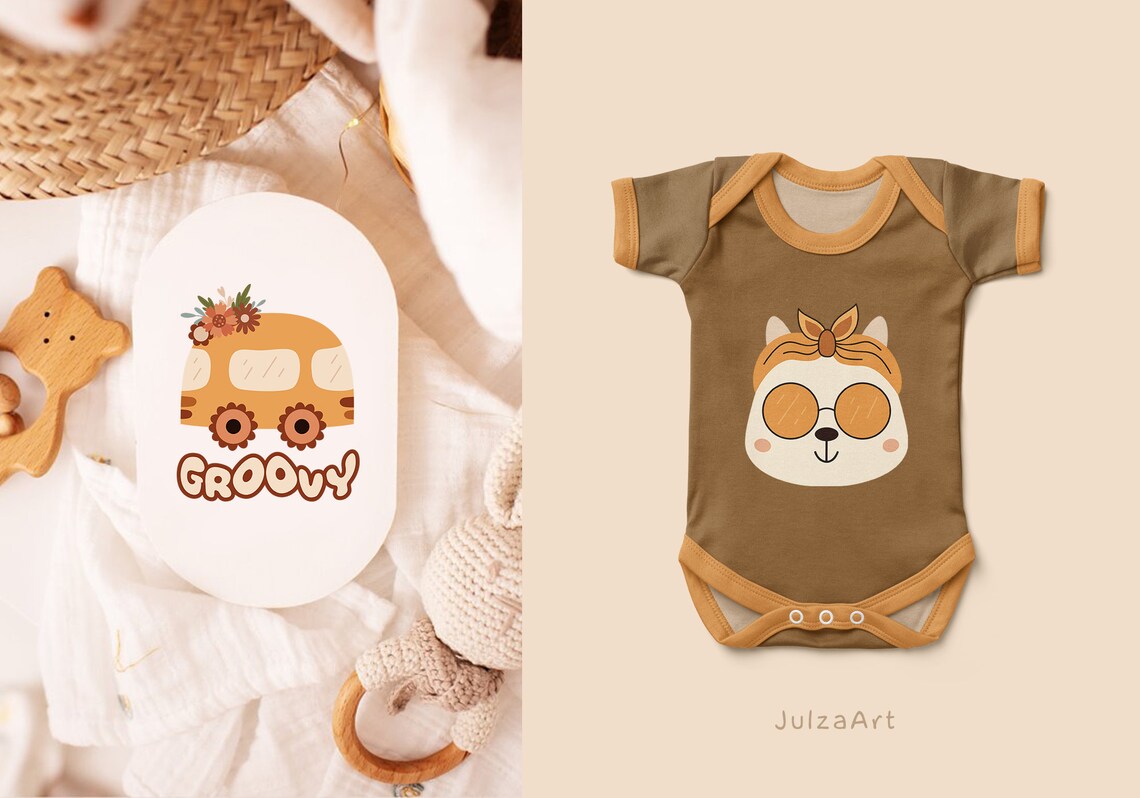 Retro Baby Clipart Groovy Svg Retro Flower Power Boho - Etsy UK