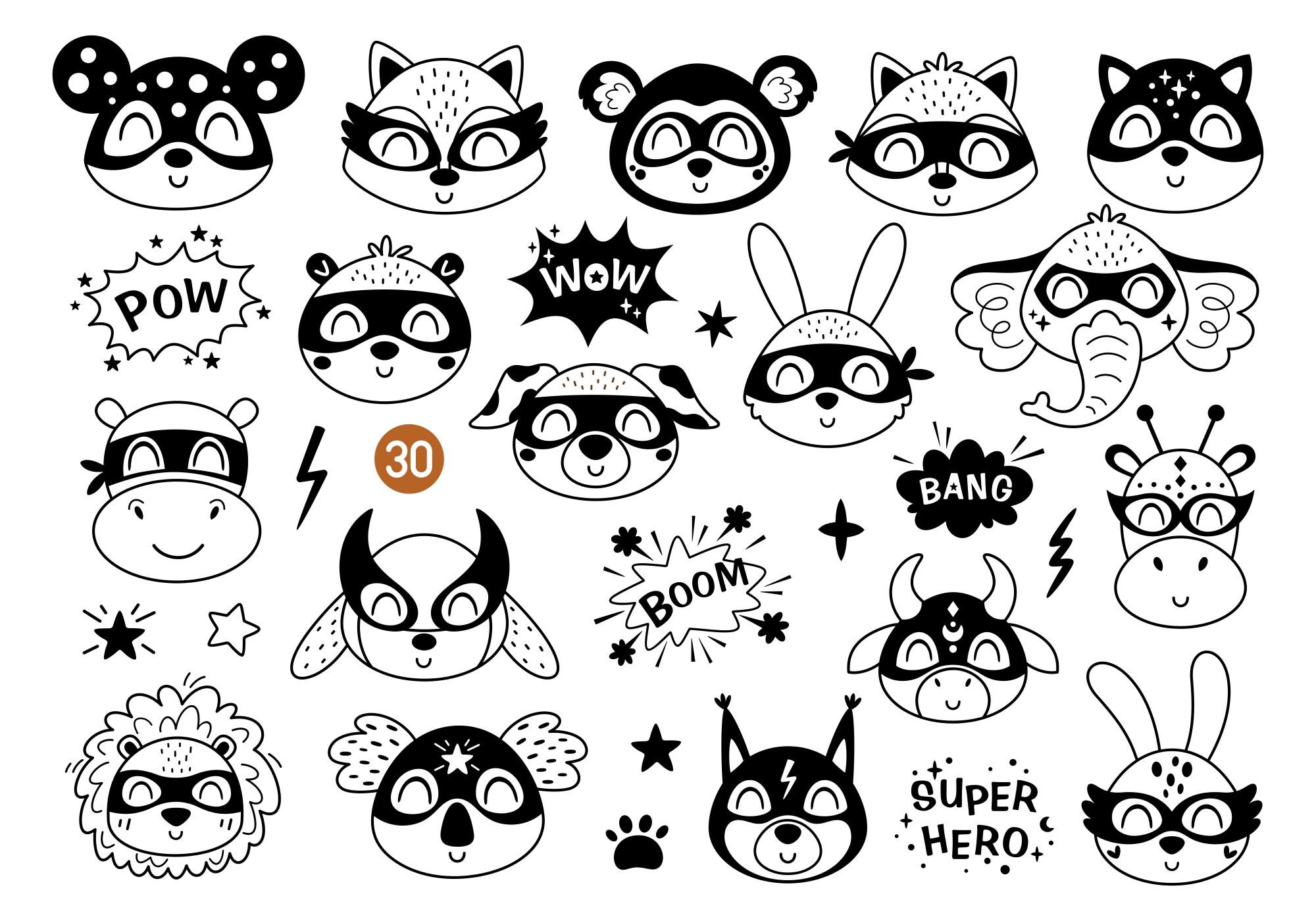 Superhero Svg Superhero Clipart Animal Clipart Black and - Etsy