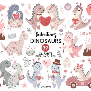 Dinosaurs Clipart, Dinosaur Valentine, Valentines Day Svg, Valentines ...