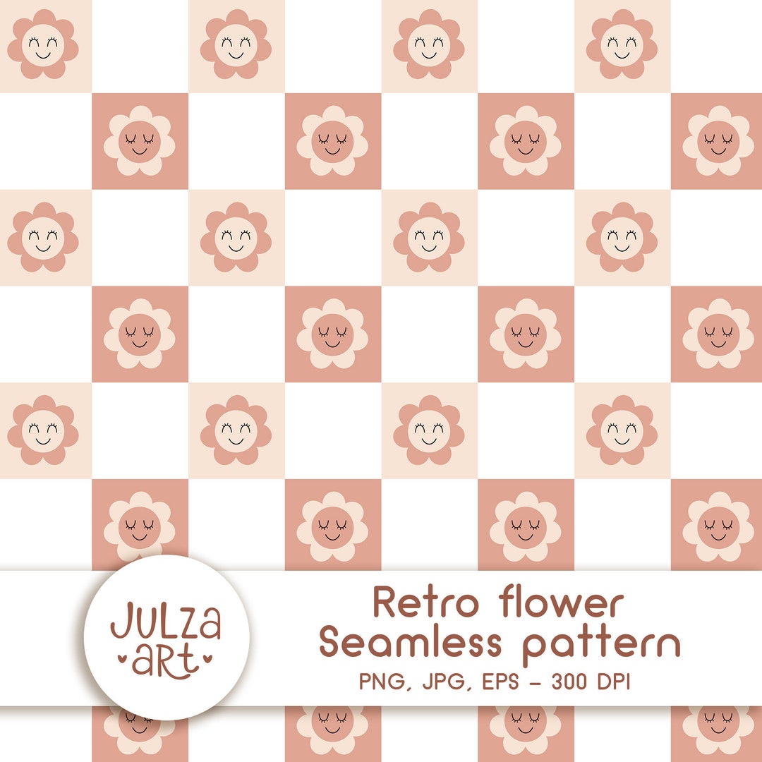 Retro Floral Seamless Pattern: Groovy Flower Power Digital Paper ...