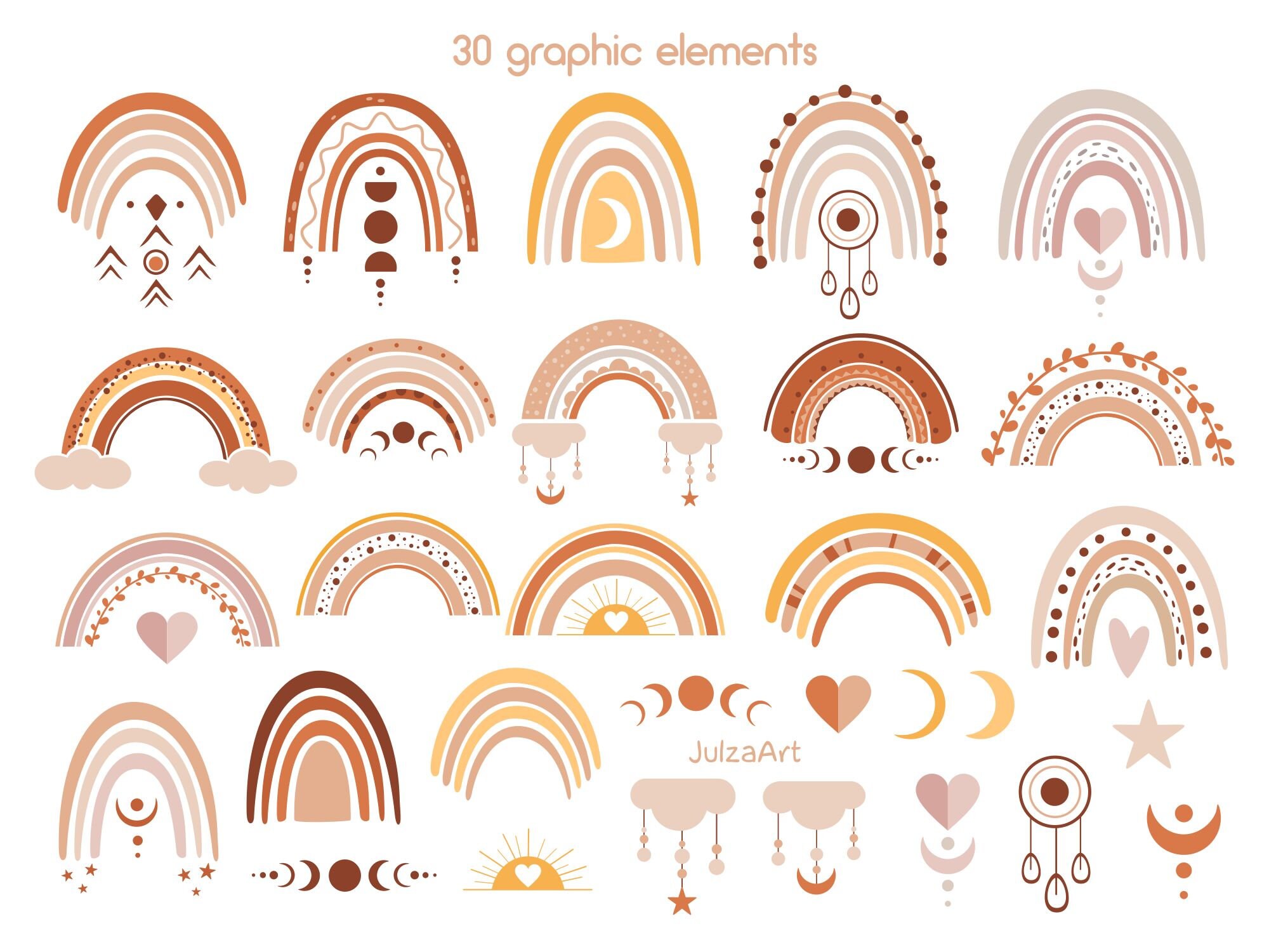 Boho Rainbow Clipart Rainbow Svg Bohemian Rainbows Seamless - Etsy