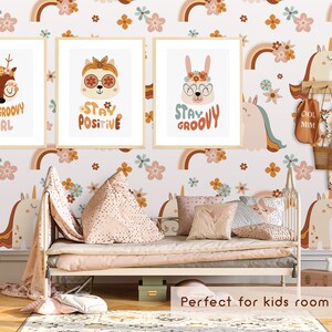 Retro Baby Seamless Pattern, Groovy Digital Paper, Retro Flower Prints ...