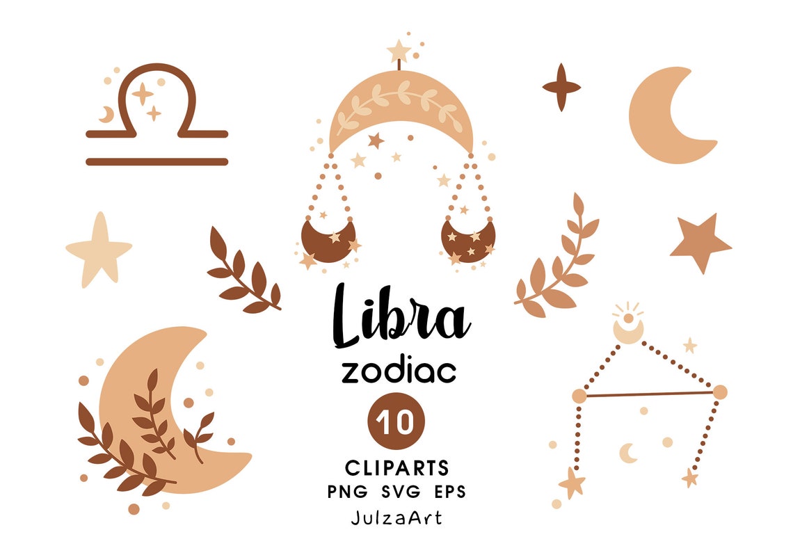 Libra Zodiac Clipart Libra Svg Star Zodiac Sign Png Libra - Etsy