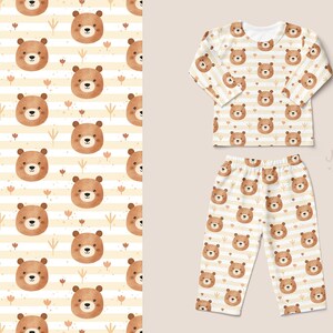 Watercolor Bear Seamless Pattern Cute Bear Digital Paper Bear Head ...