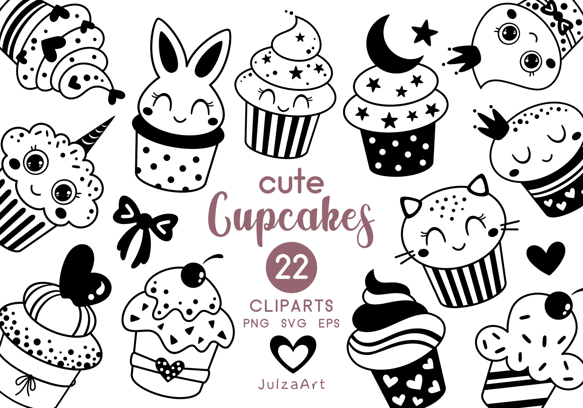 Black And White Dessert Clipart