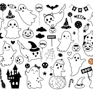 Ghost Clipart, Halloween Ghost Svg, Black and White Halloween Clipart ...