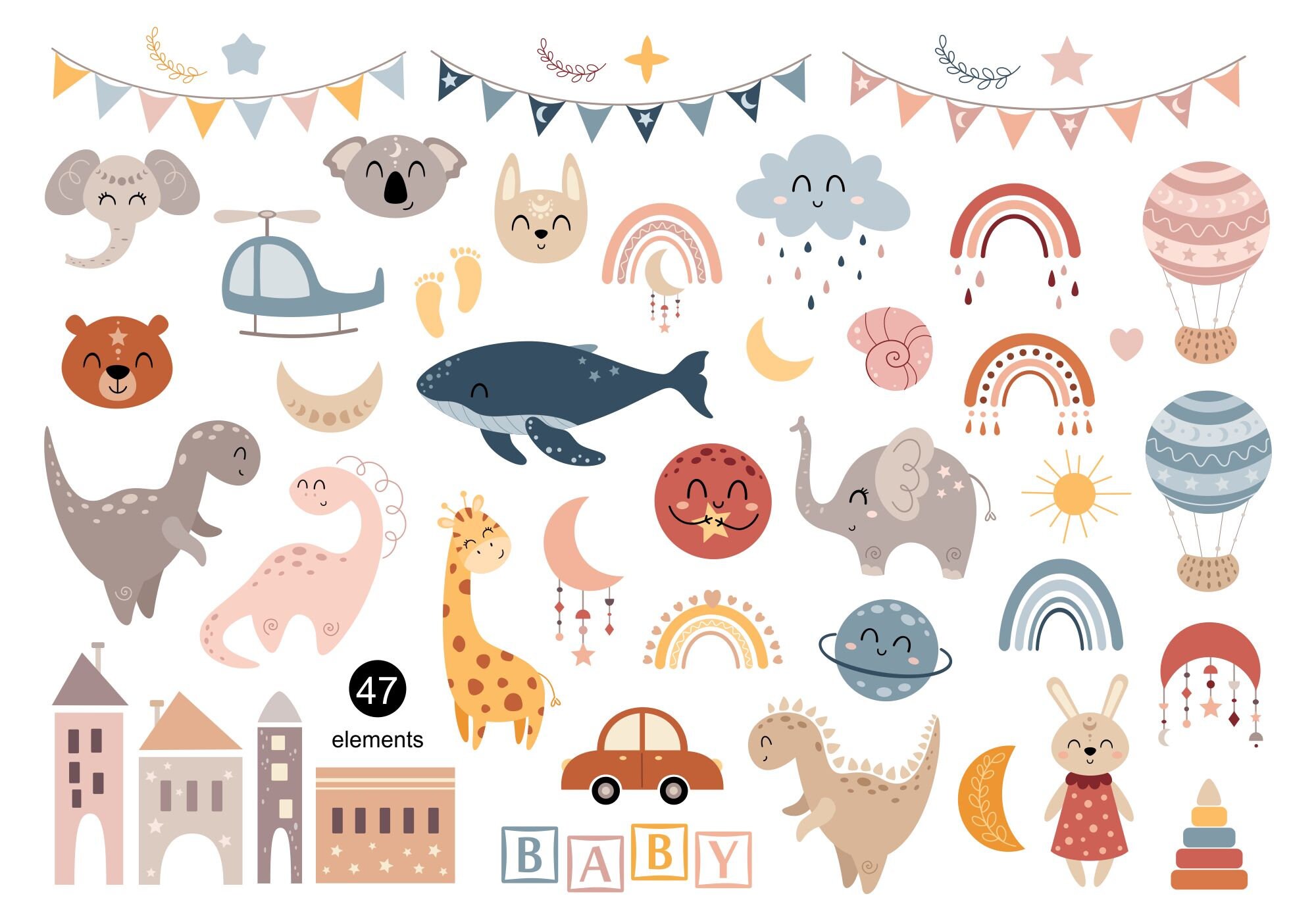 Boho Baby Svg Bohemian Clipart Boho Animals Clip Art Baby - Etsy