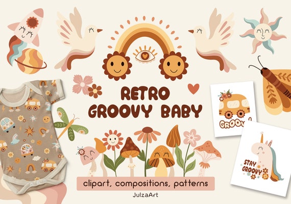 Retro Baby Clipart Groovy Svg Groovy Baby Shower Retro - Etsy