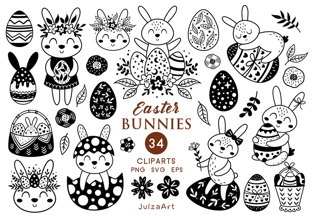 Easter Clipart, Easter Bunny Svg, Happy Easter Svg, Easter Eggs Png ...