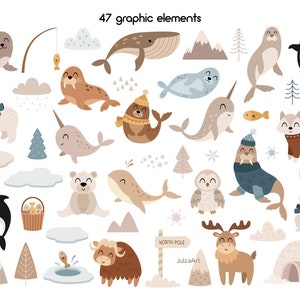 Arctic Animals Clipart: Polar Animal SVG, Winter PNG, North Pole ...