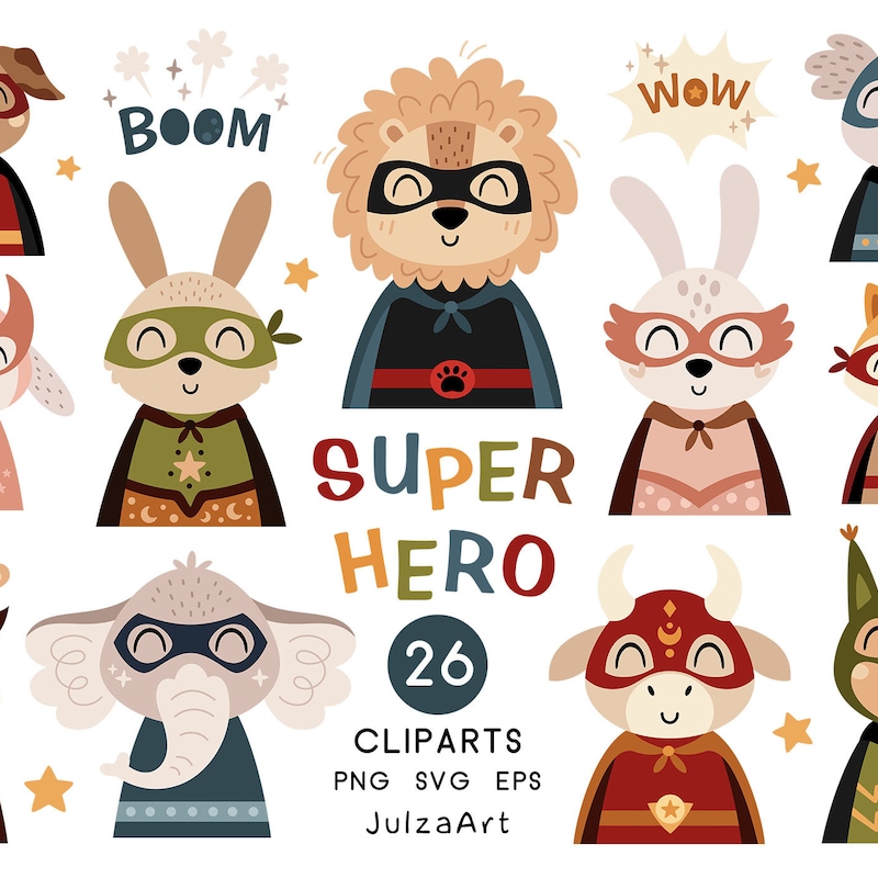 Superhero Clipart - Etsy