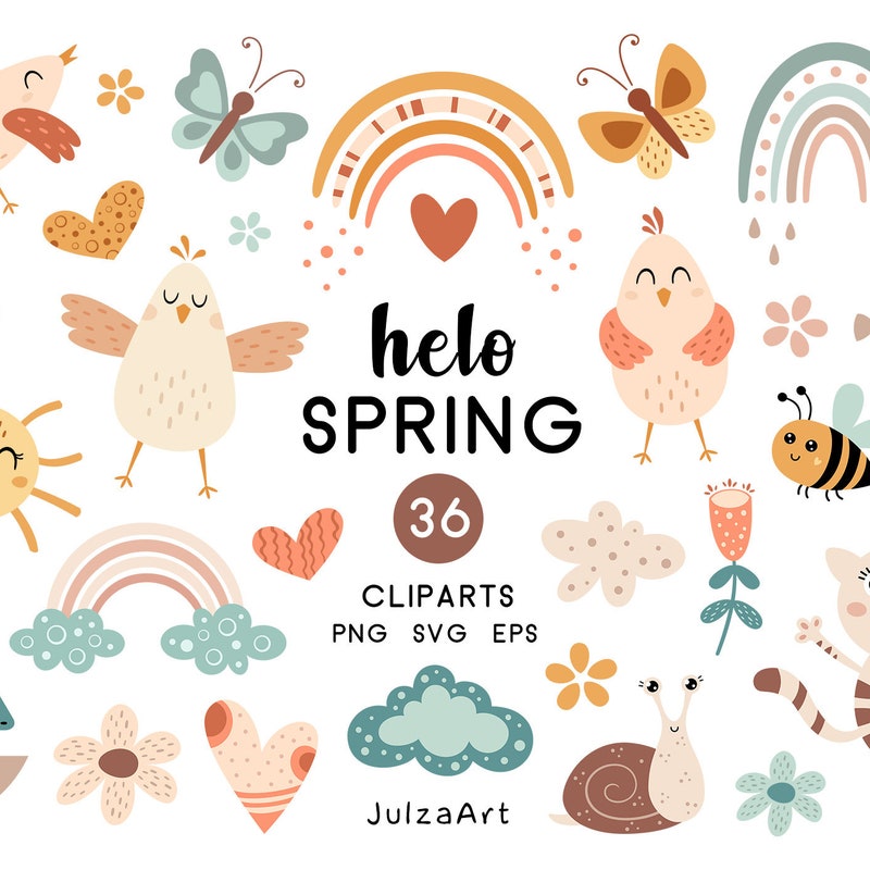 Spring Animals Clipart - Etsy