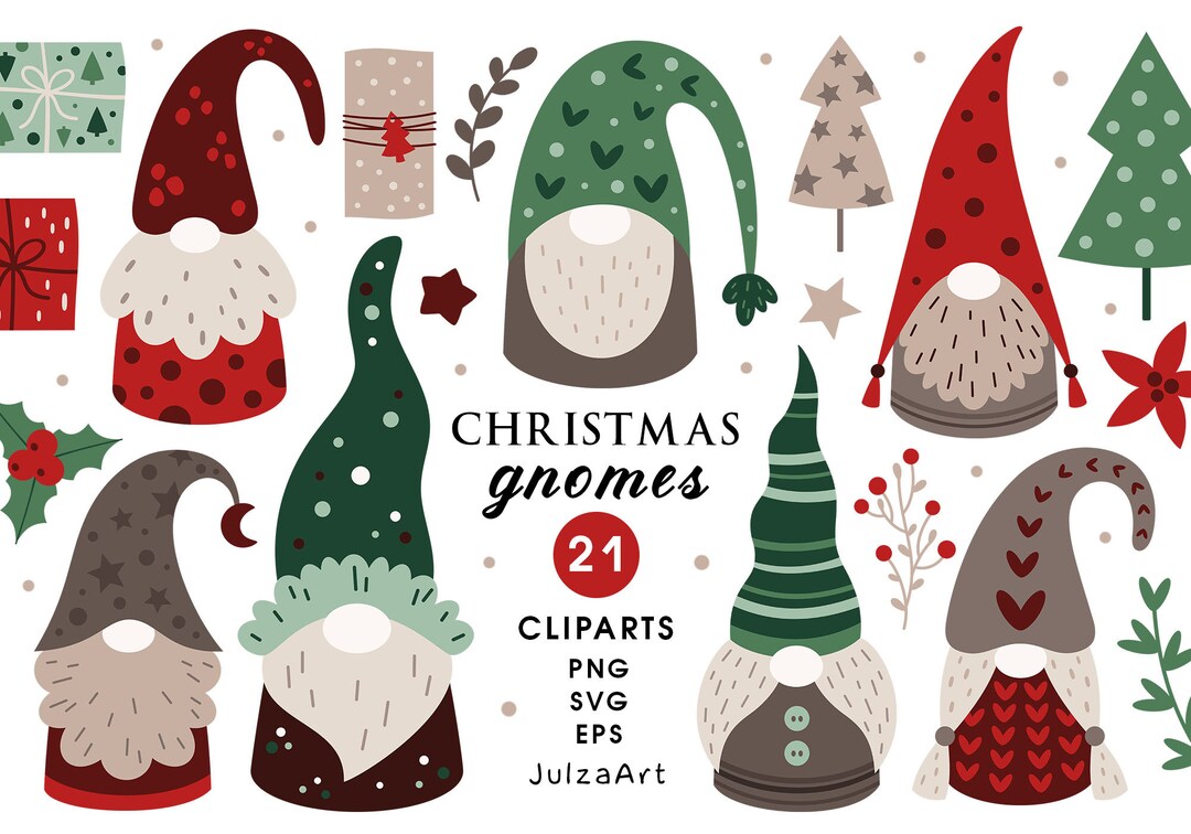 Christmas Gnome Clipart, Scandinavian New Year Gnomes Svg, Nordic Gnome ...