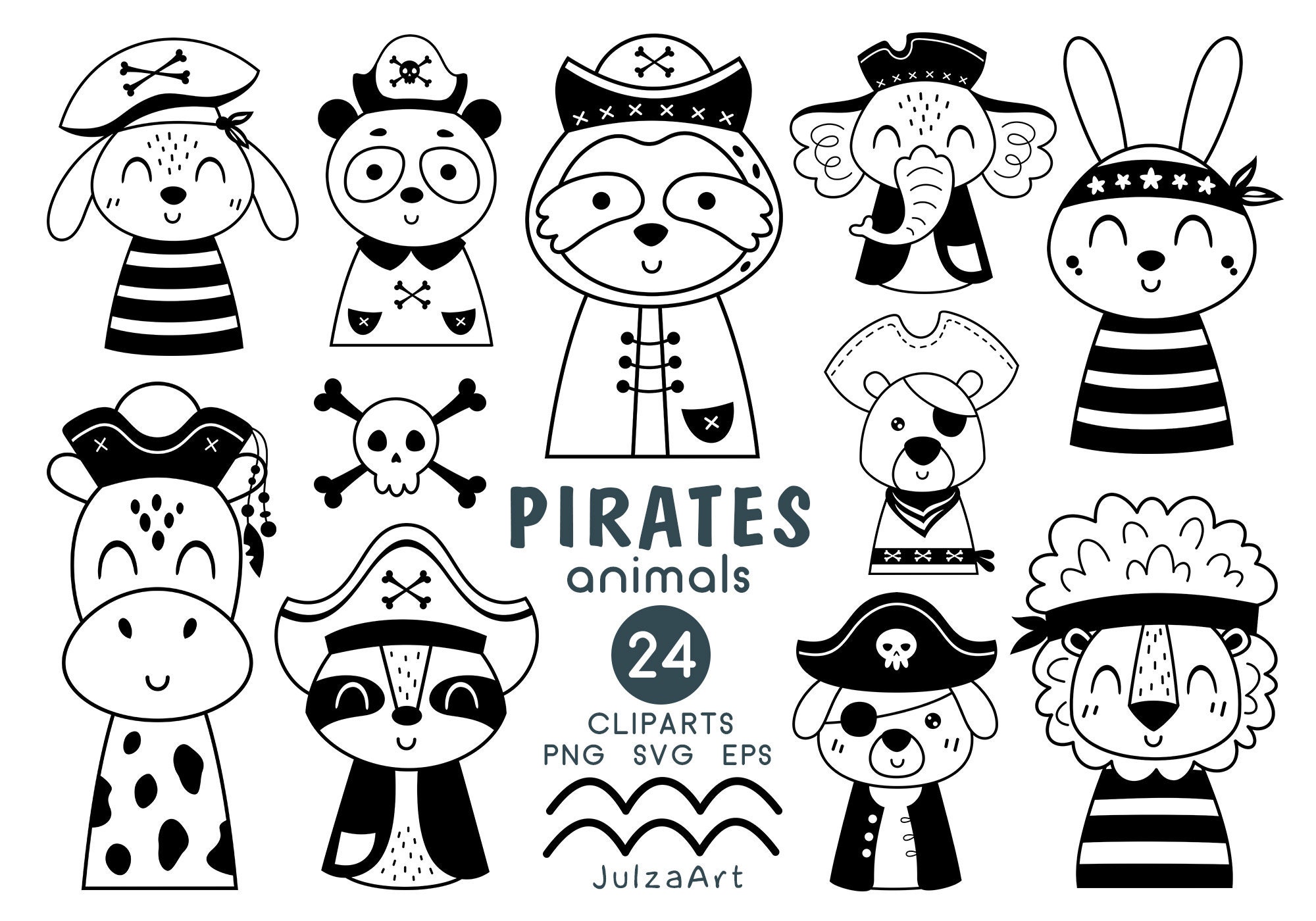 Cute Pirate Clip Art Black And White