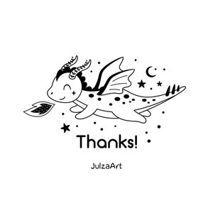 Dragon Clipart: Black and White Fantasy Animal Doodle, Year of the ...