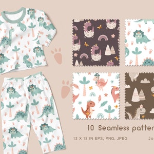 Dinosaur Seamless Pattern, Cute Dinosaur Digital Paper, Dinosaur ...