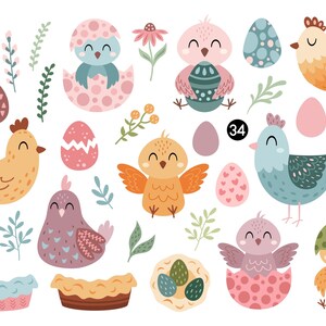 Easter Chick Clipart Set: Chicken SVG, Happy Easter Eggs PNG, Hen ...