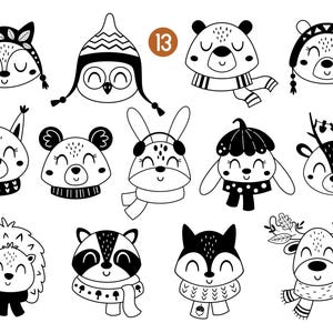 Animal Clipart, Black and White Animal Svg, Autumn Animal Png, Fall ...