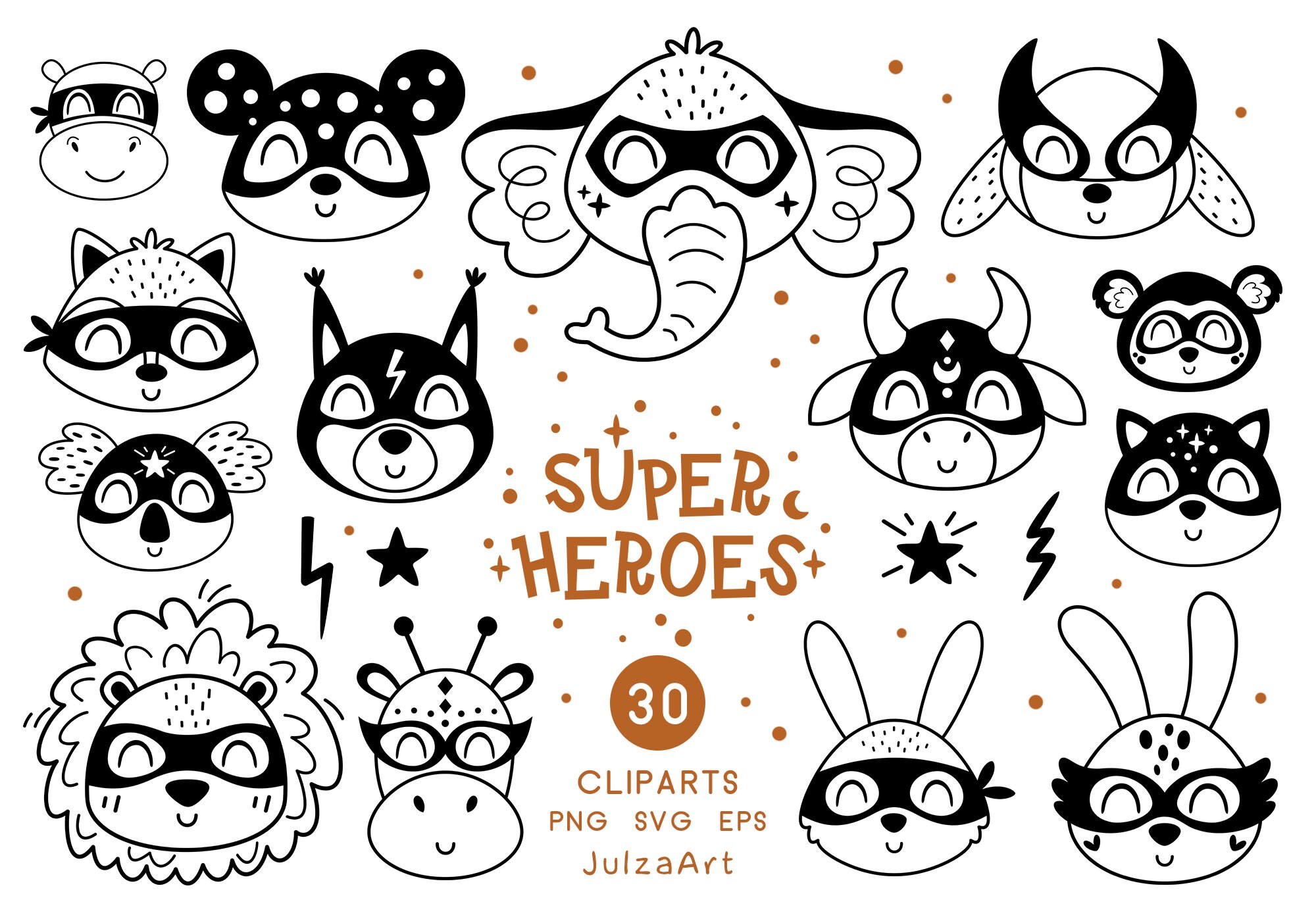 Superhero Svg Superhero Clipart Animal Clipart Black and - Etsy