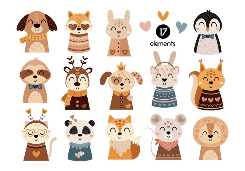 Animal Clipart Valentines Day Svg Valentines Clipart - Etsy