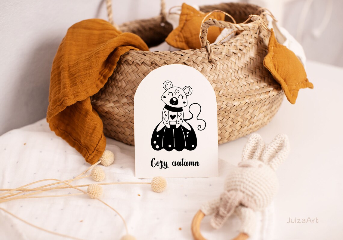 Autumn Animals Clipart Black and White Fall Svg Woodland - Etsy