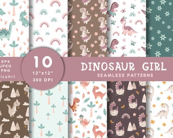 Dinosaur Seamless Pattern, Cute Dinosaur Digital Paper, Dinosaur ...