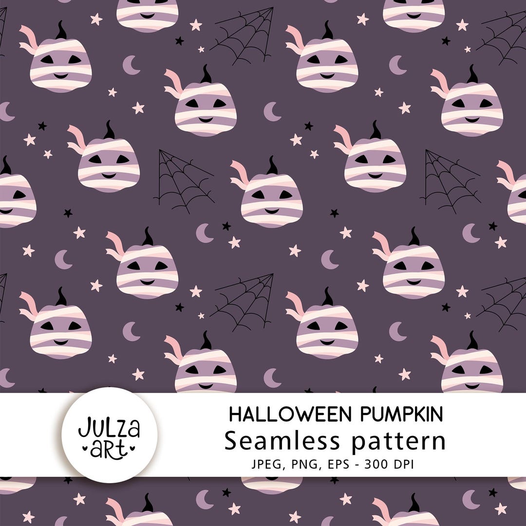 Halloween Pumpkin Pattern Cute Halloween Seamless Pattern Scary Digital ...