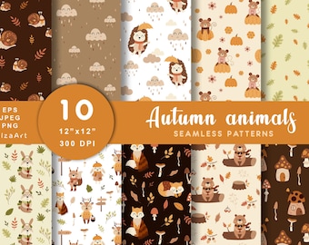 Woodland Animals Seamless Pattern - Etsy