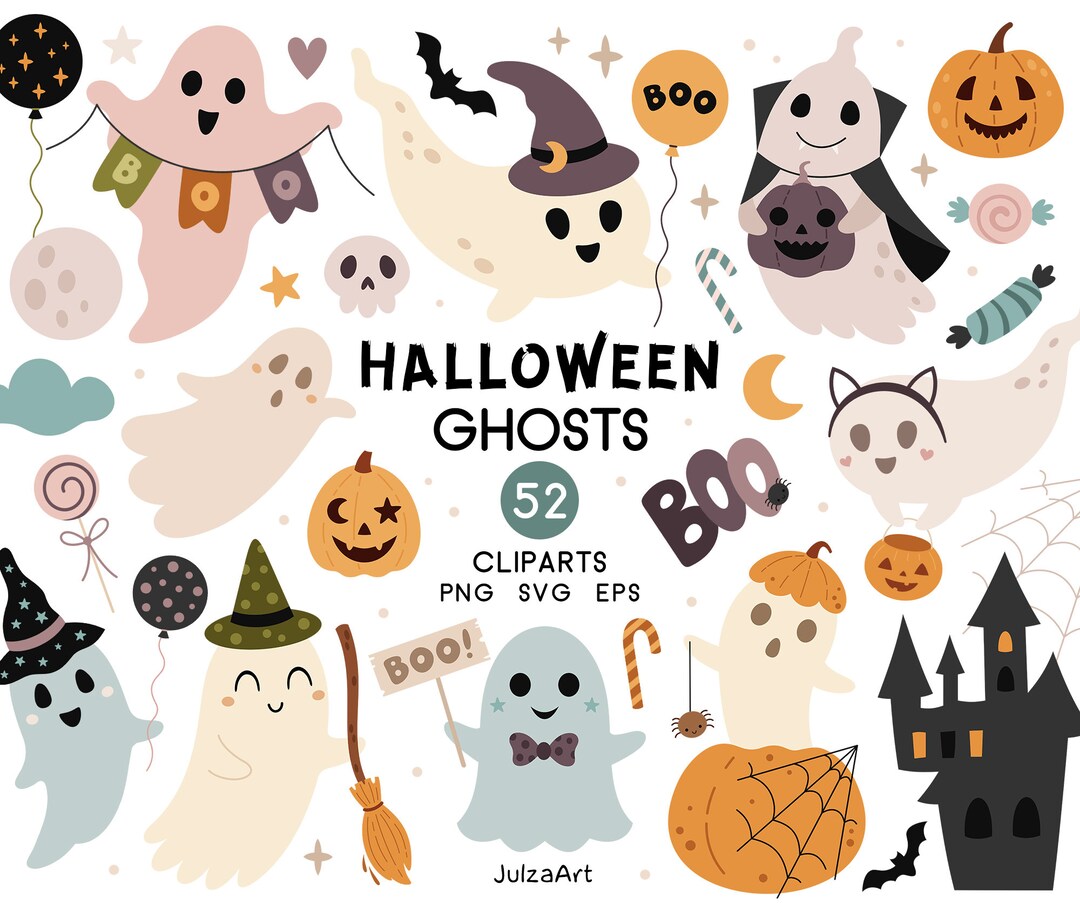 Ghost Clipart, Halloween Ghost Svg, Halloween Clipart, Kids Halloween ...