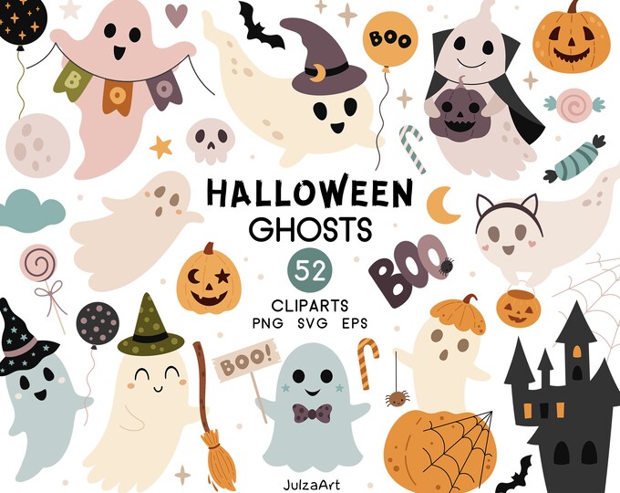 Ghost Clipart, Halloween Ghost Svg, Halloween Clipart, Kids Halloween ...