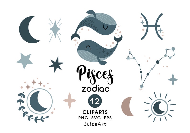 Pisces Zodiac Clipart Pisces Svg Star Zodiac Sign Png - Etsy