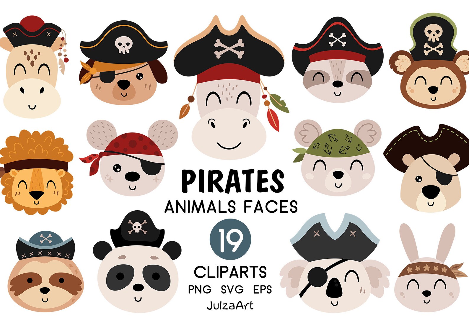 Pirate Svg Pirate Animal Clipart Sailor Animals Svg Animal - Etsy