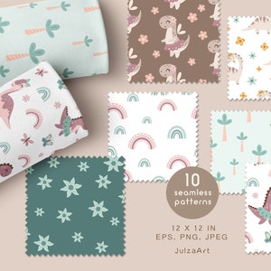 Dinosaur Seamless Pattern, Cute Dinosaur Digital Paper, Dinosaur ...