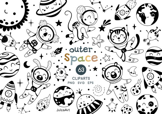Outer Space Clipart Black And White