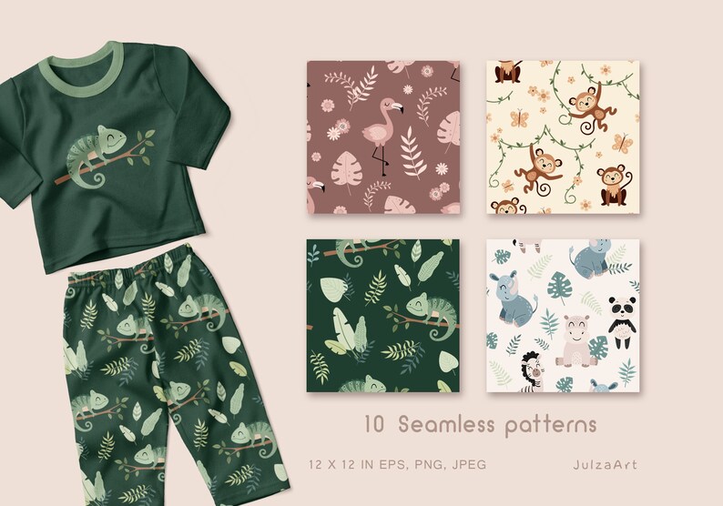 Jungle Seamless Pattern Safari Digital Paper Jungle Animals - Etsy