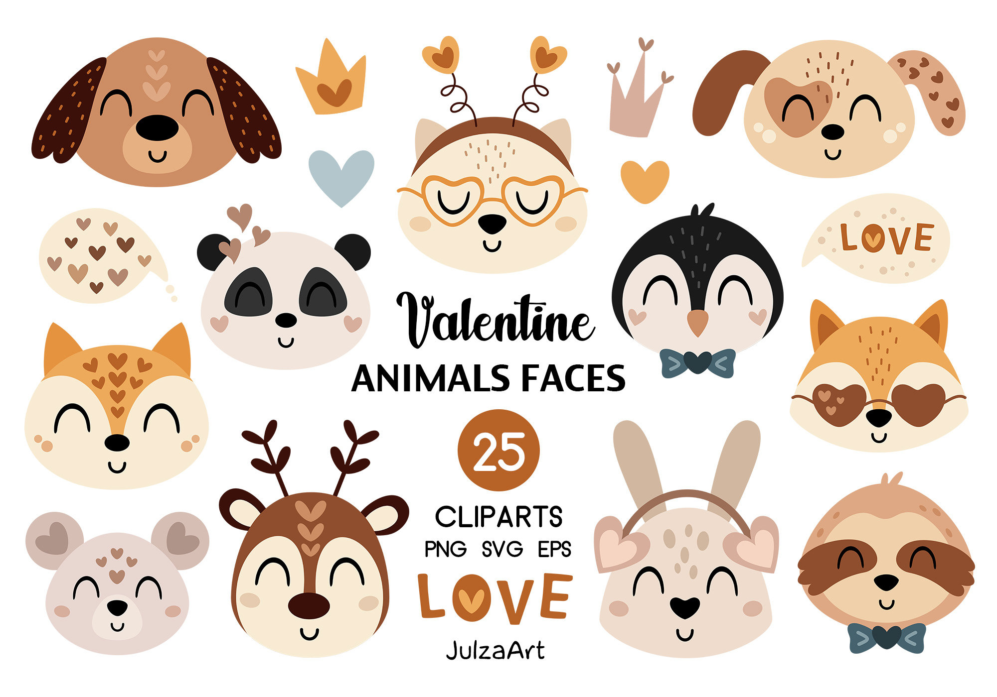 Animal Clipart Valentines Day Svg Valentines Clipart - Etsy