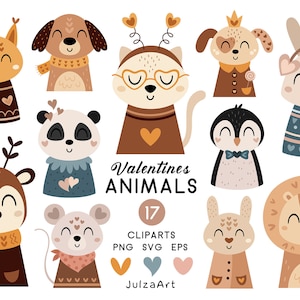 Animal Clipart, Valentines Day Svg, Valentines Clipart, Cute Animal ...